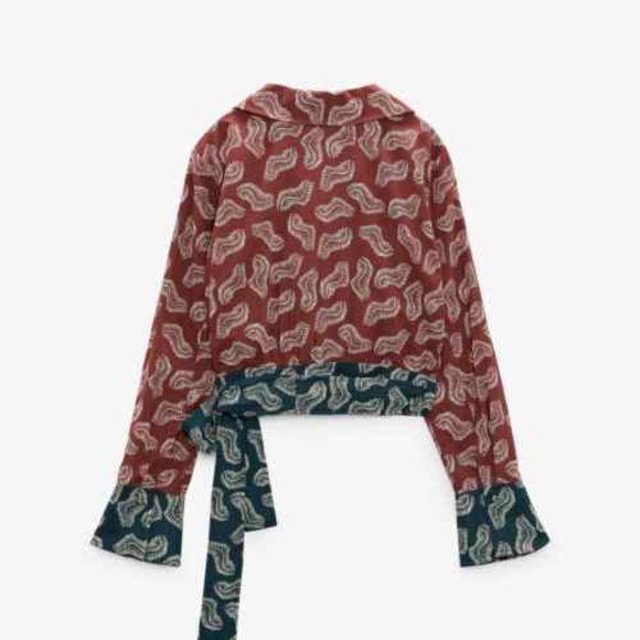 Zara | Tops | Zara Printed Wrap Blouse Terracotta Size Xszara Summer ...